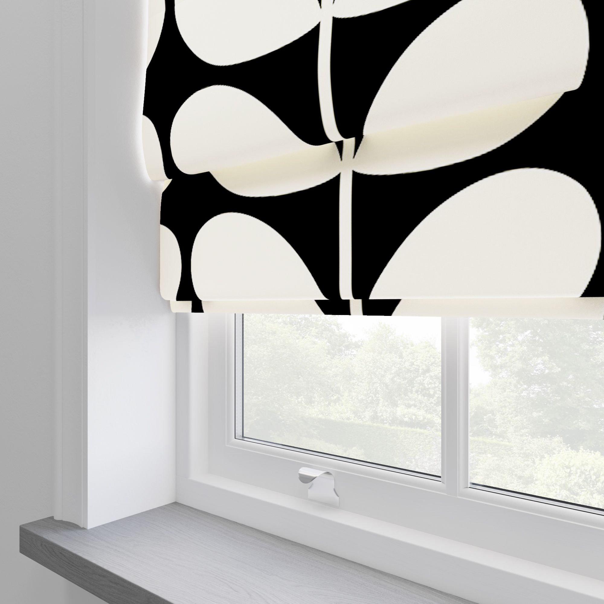 orla kiely - vouwgordijnen - jumbo solid stem zwart